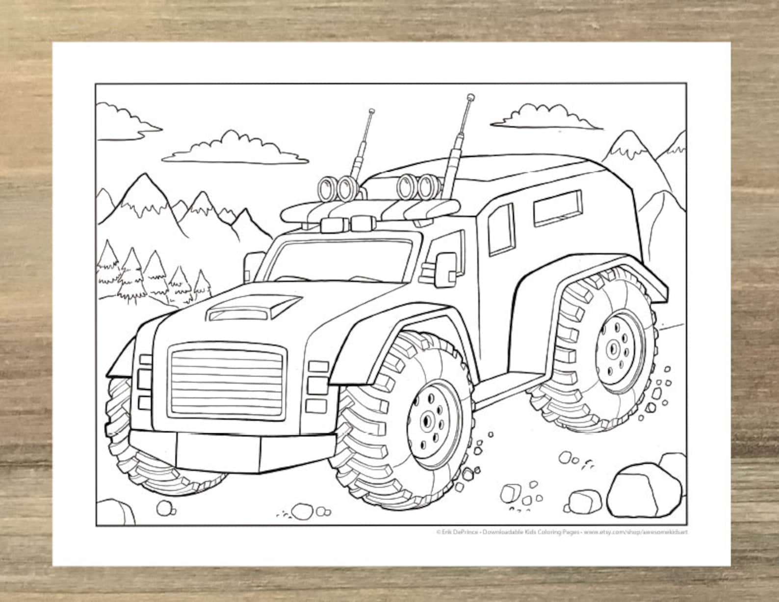 Off-road Rescue Truck Coloring Page! Downloadable PDF File! - Etsy