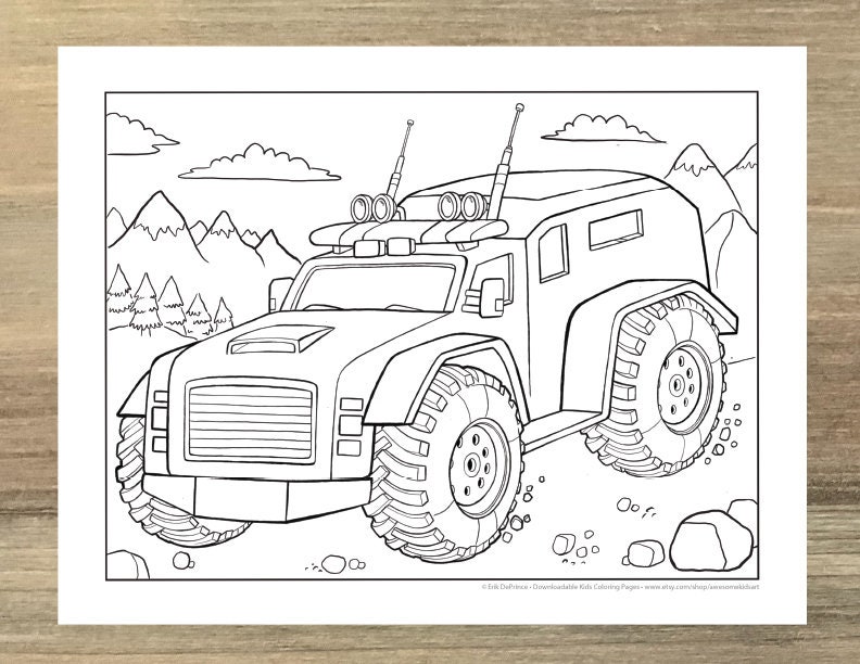 Off-road Rescue Truck Coloring Page! Downloadable PDF File! - Etsy