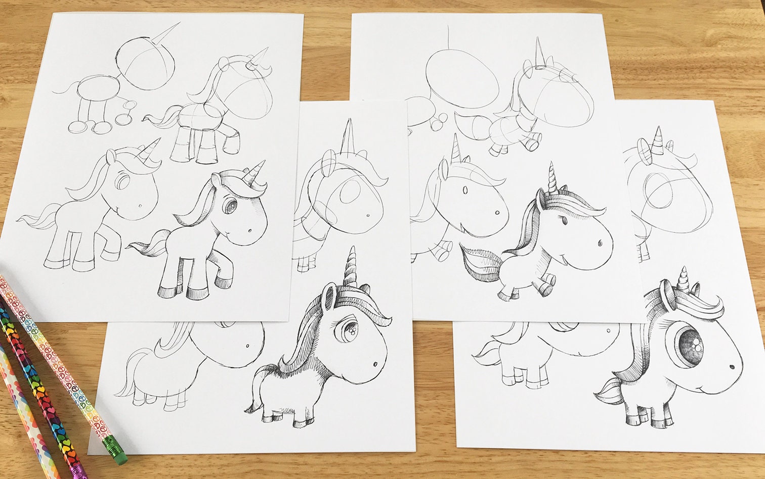 How to Draw Cute Unicorns Worksheet Pages Downloadable PDF - Etsy