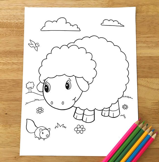 Cute Sheep Coloring Page! Downloadable PDF File! - Etsy