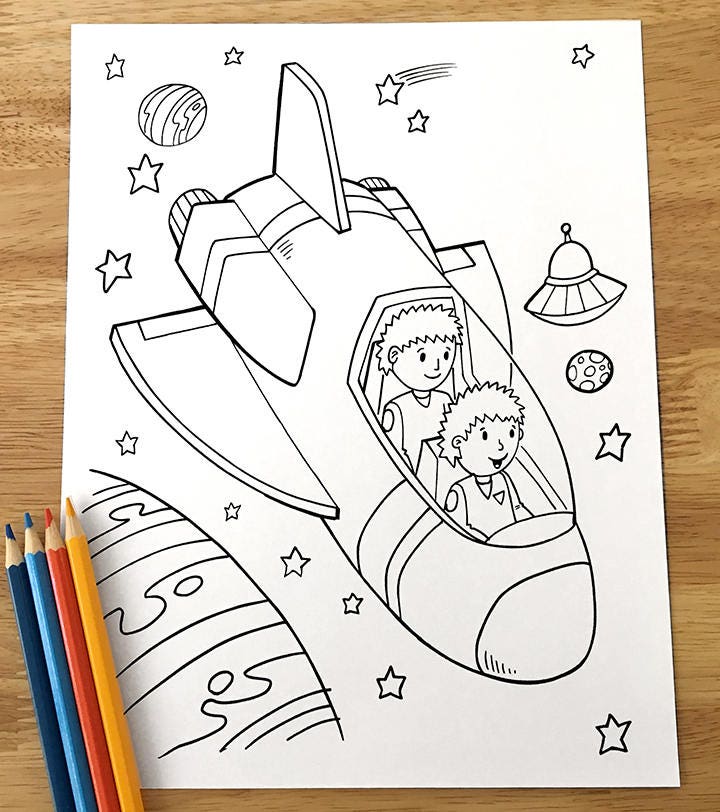 Cute Space Coloring Page Set! Downloadable PDF Files! - Etsy