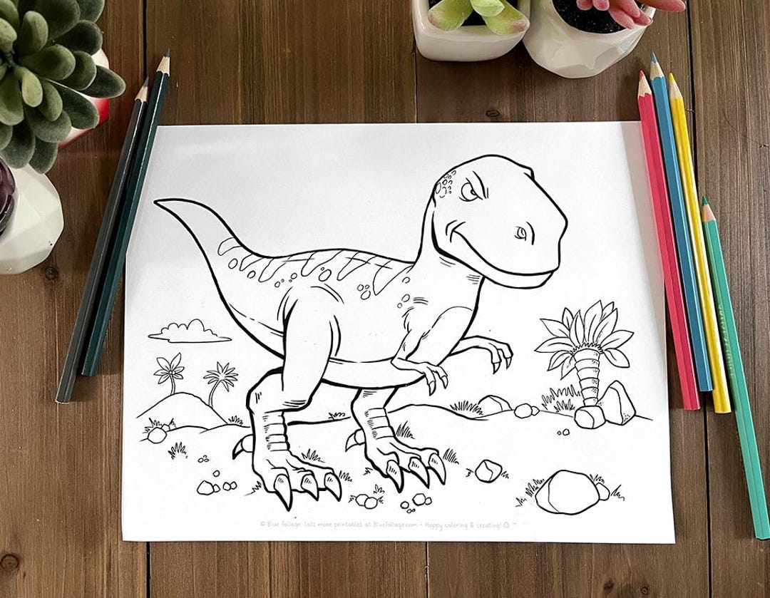 Dinosaur Tyrannosaurus T-rex Coloring Page! Downloadable PDF File! - Etsy