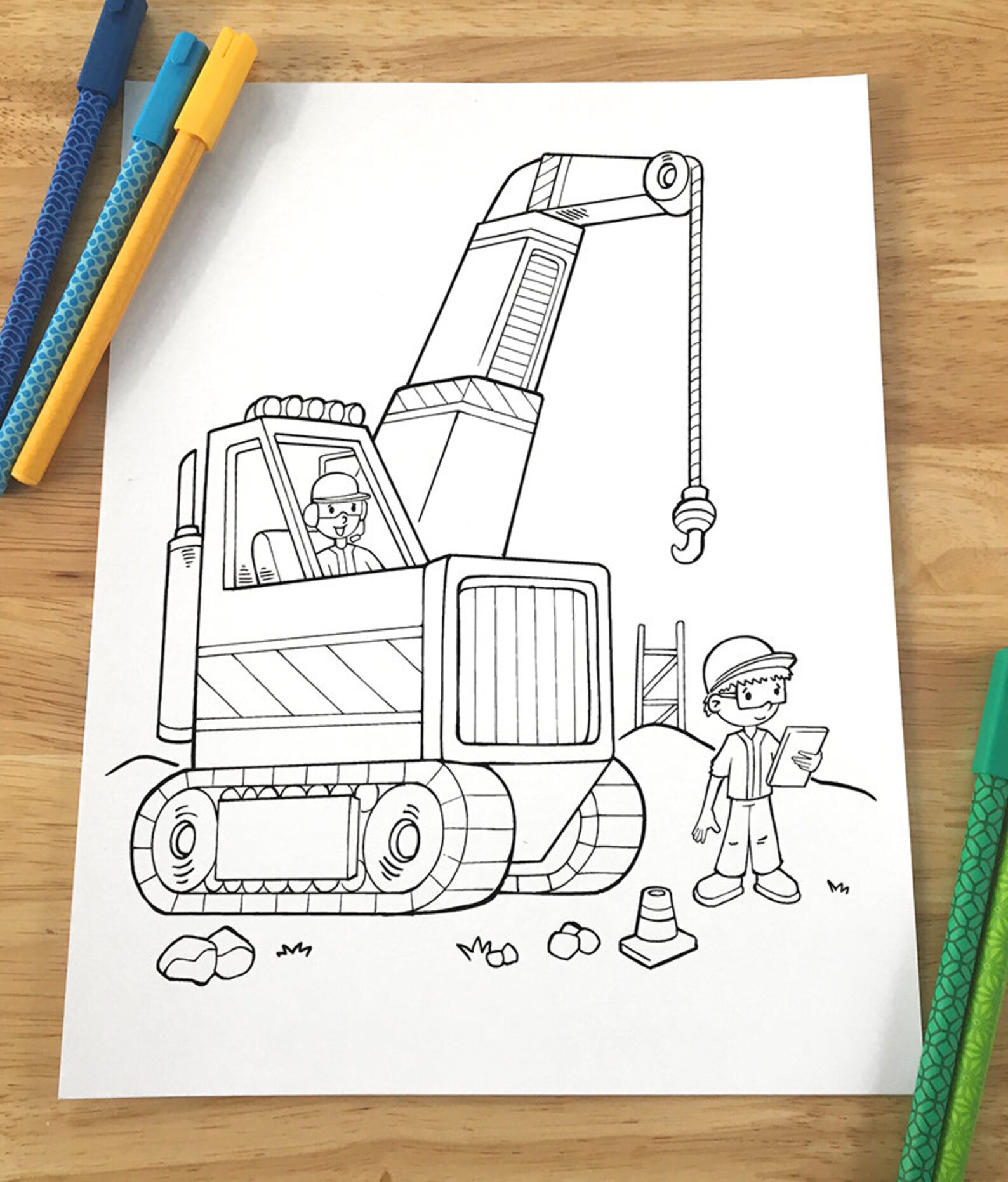 Cute Construction Coloring Page Set! Downloadable PDF Files! - Etsy