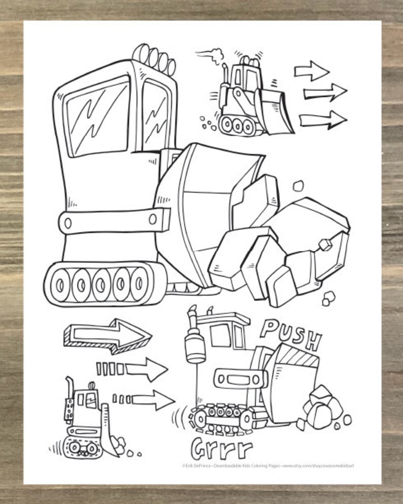 Big Construction Bulldozer Coloring Page! Downloadable PDF File! - Etsy