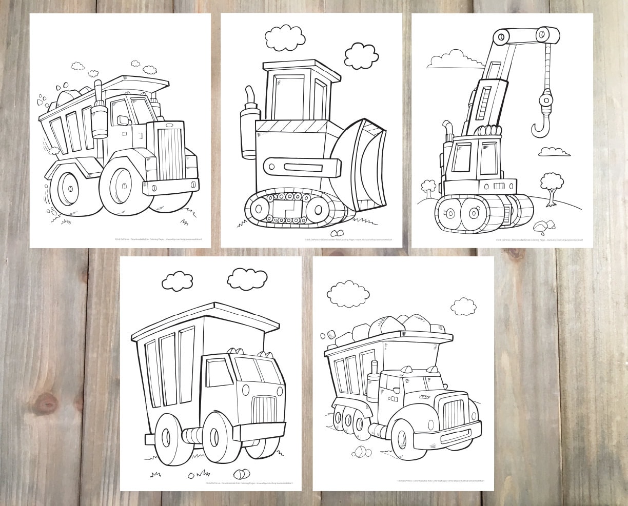 Cute Construction Vehicles Coloring Page Set! Downloadable PDF Files ...