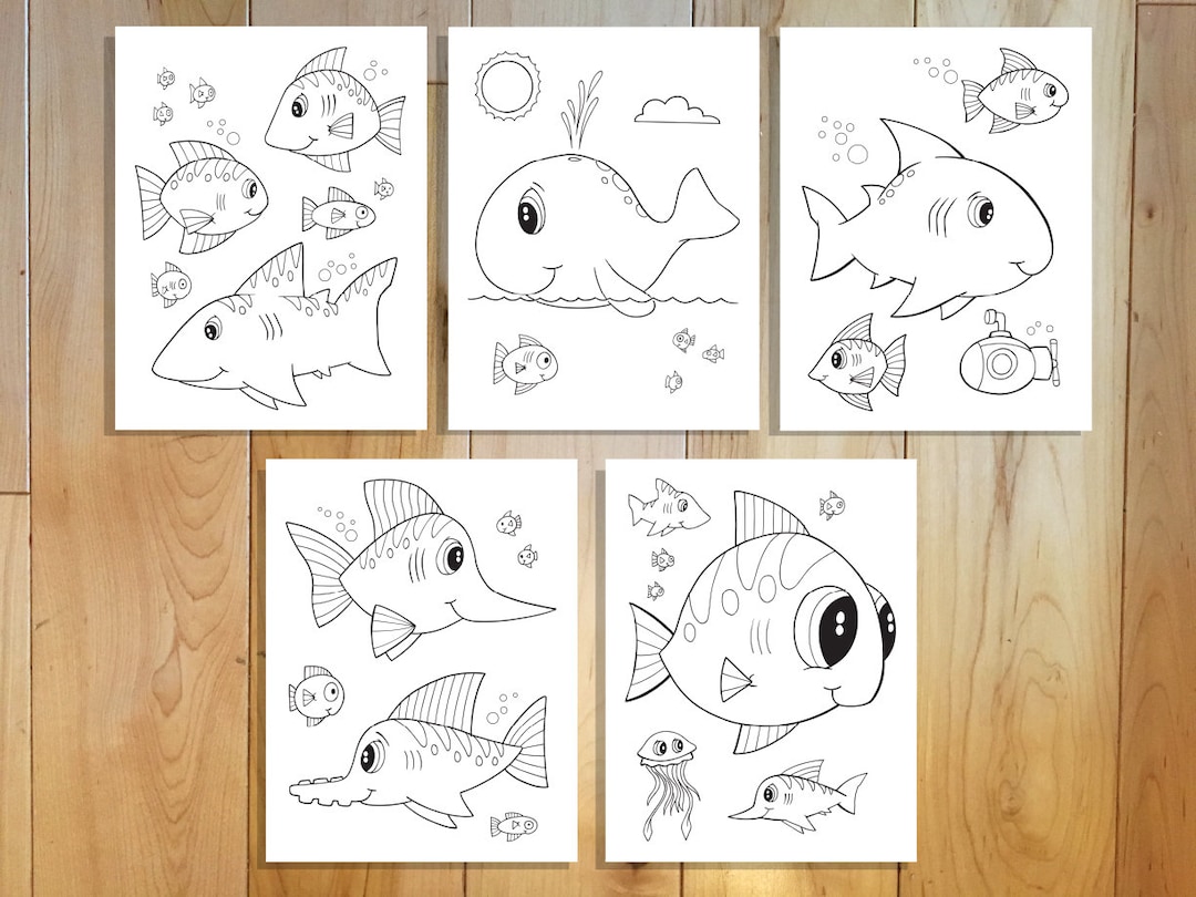 Cute Ocean Friends Coloring Page Set! Downloadable PDF Files! - Etsy ...