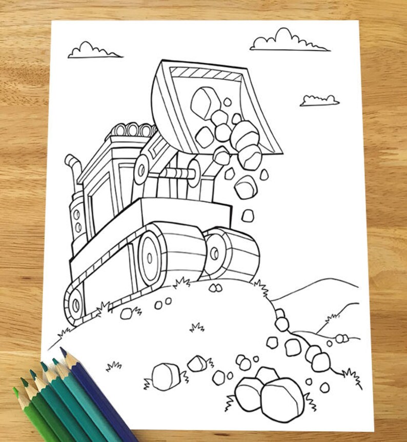 Cute Construction Vehicles Coloring Page Set! Downloadable PDF Files ...