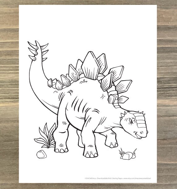 Dinosaur Stegosaurus Coloring Page! Downloadable PDF File! - Etsy