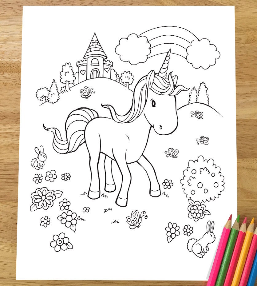 Super Cute Unicorn Coloring Page! Downloadable PDF File! - Etsy