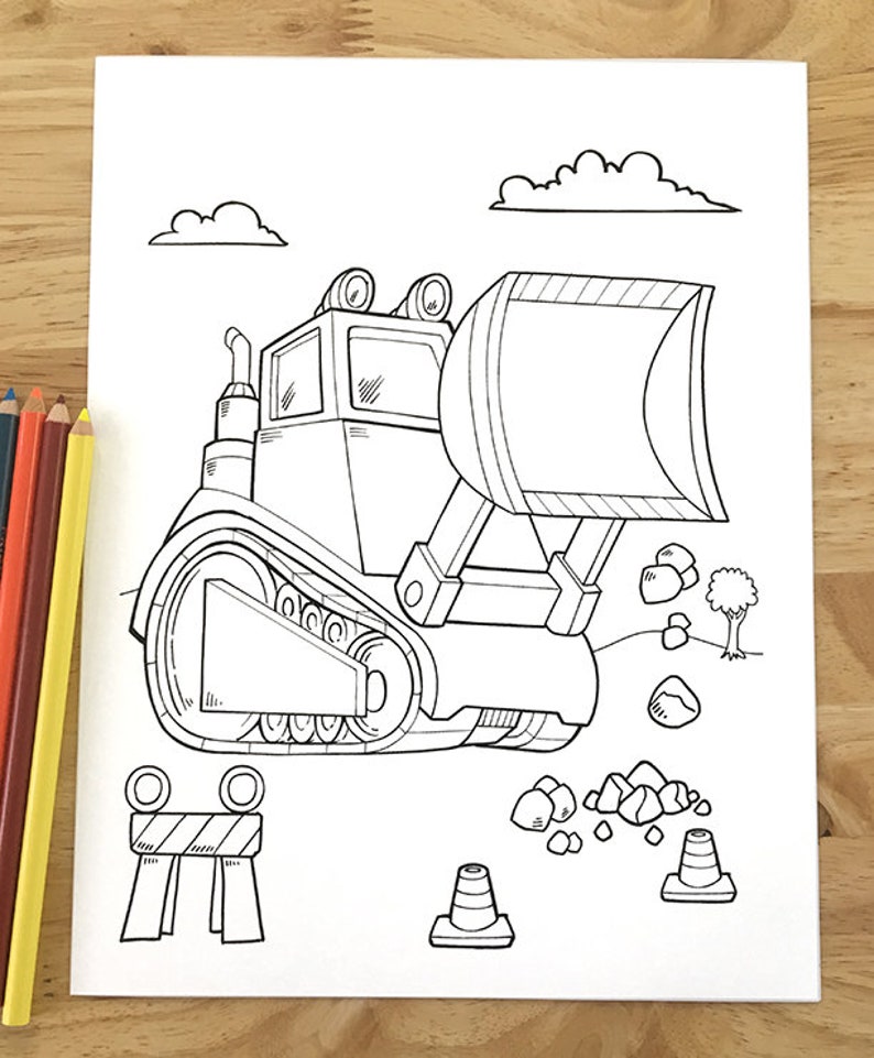 Cute Construction Coloring Page Set! Downloadable PDF Files! - Etsy