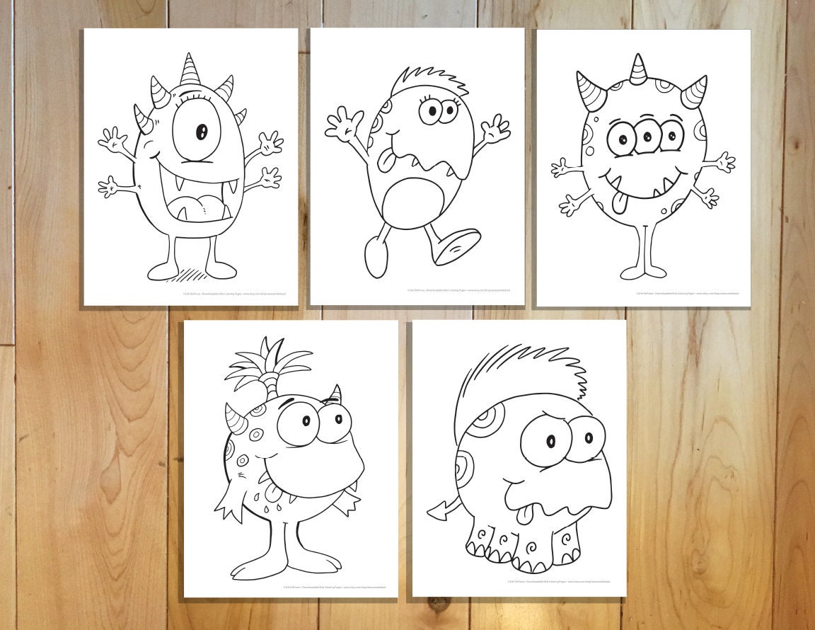 Cute Monster Coloring Page Set! Downloadable PDF Files! - Etsy