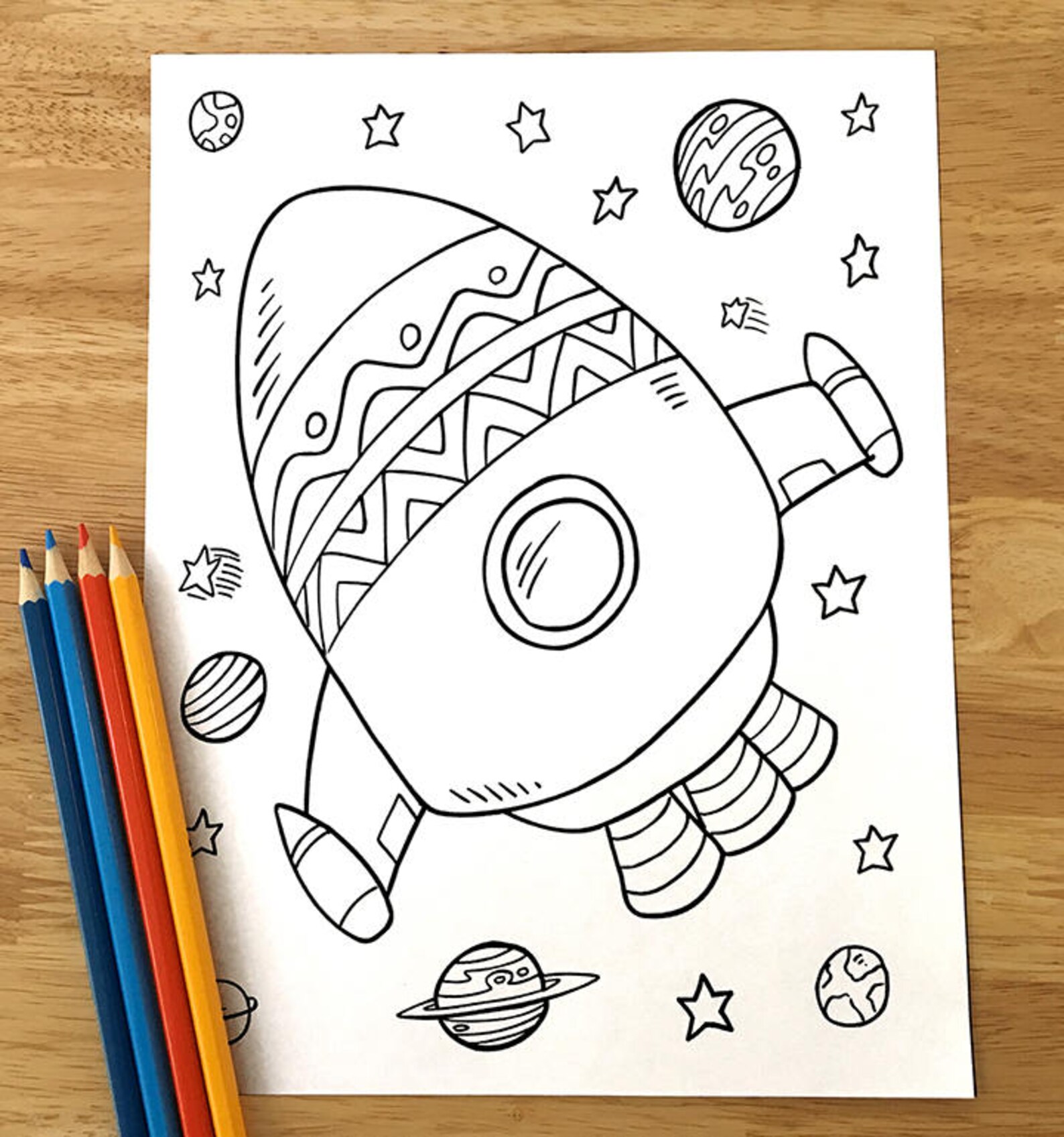 Cute Space Coloring Page Set! Downloadable PDF Files! - Etsy