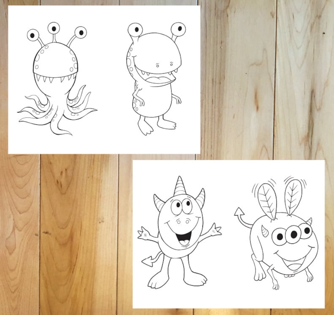 Cute Monster Coloring Page Set! Downloadable PDF Files! - Etsy