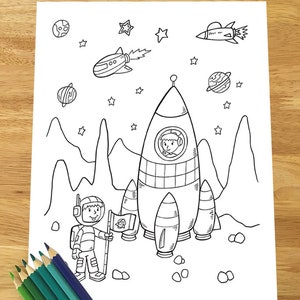 Cute Space Coloring Page Set! Downloadable PDF Files! - Etsy