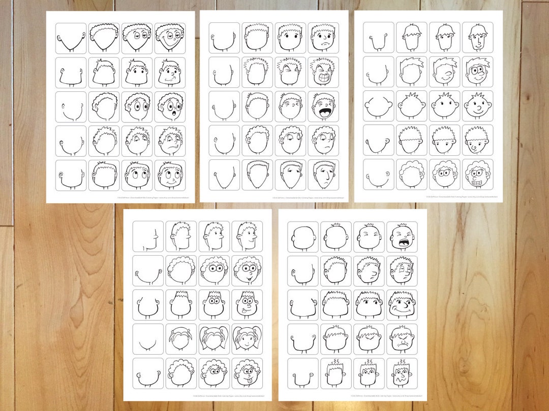 How to Draw Step by Step Faces Page Set! Downloadable PDF Files! Set 5 ...