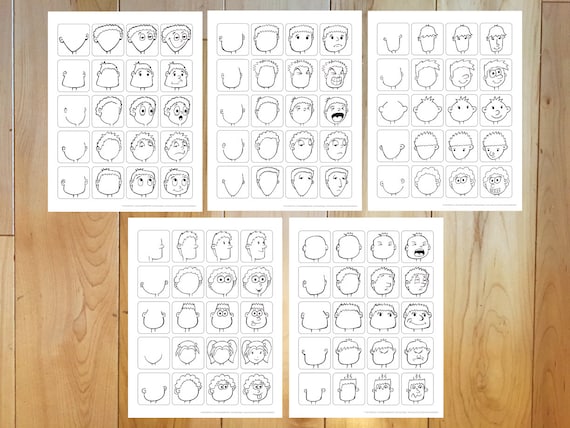 How to Draw Step by Step Faces Page Set Downloadable PDF | Etsy