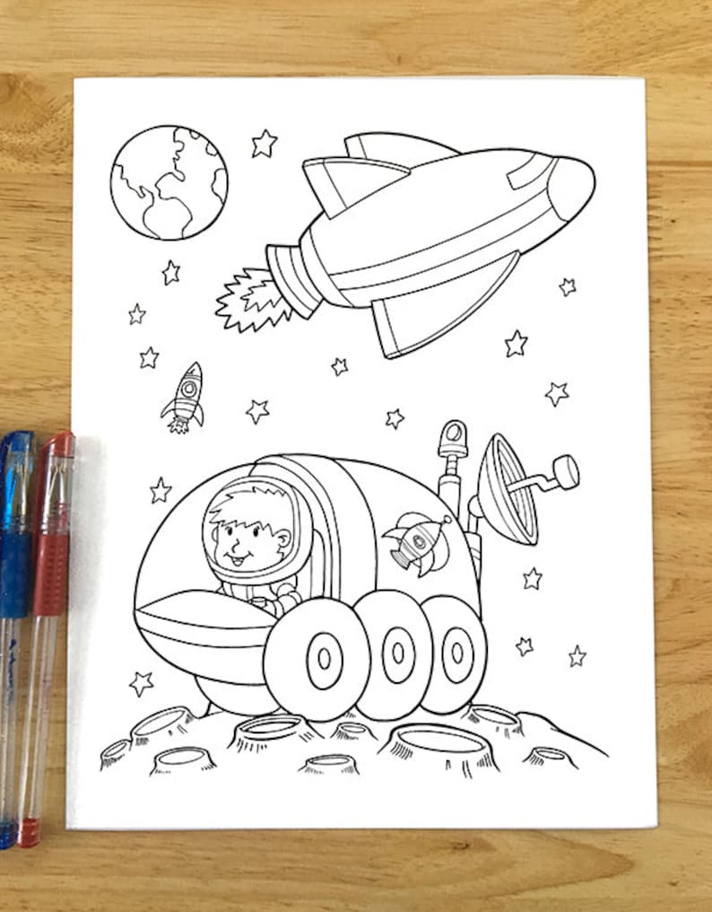 Cute Space Coloring Page Set! Downloadable PDF Files! - Etsy