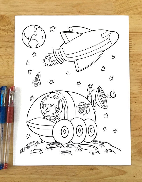Cute Space Coloring Page Set! Downloadable PDF Files! - Etsy
