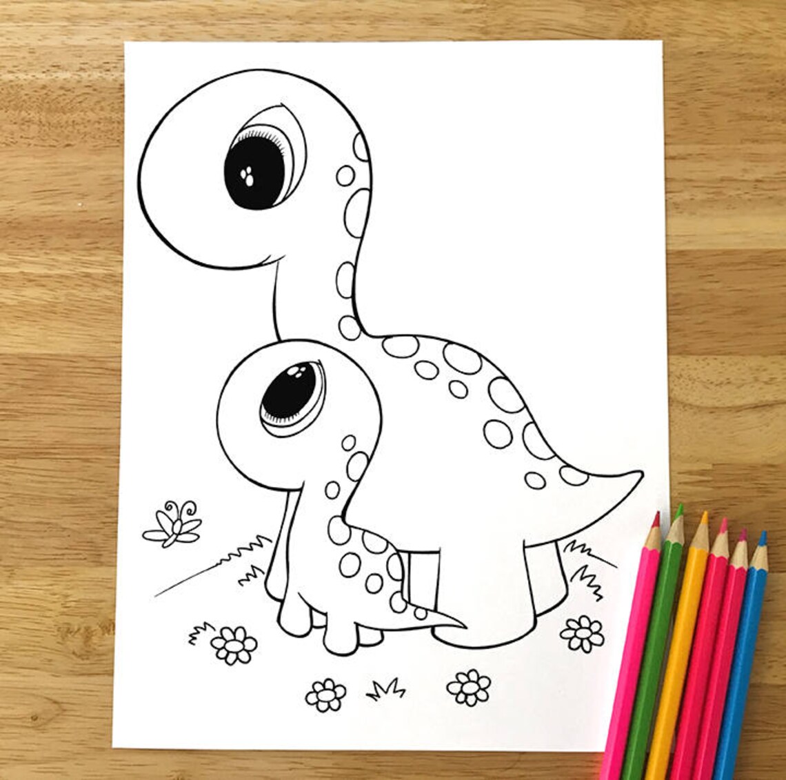 Cute Dinosaurs Coloring Page! Downloadable PDF File! - Etsy