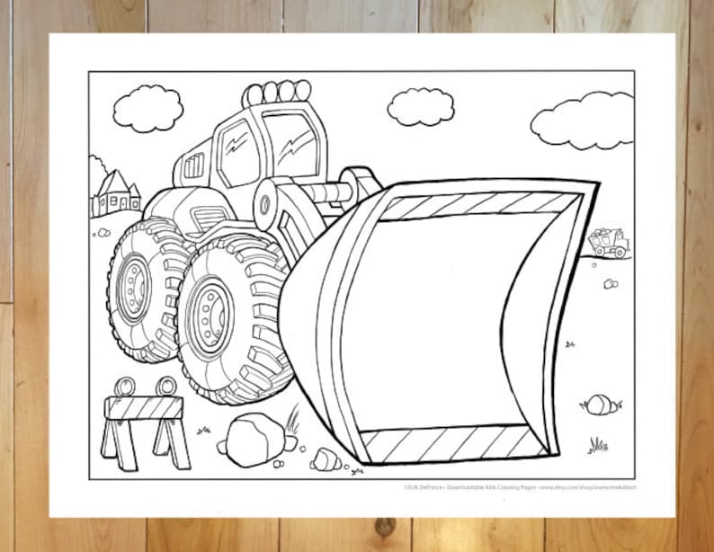 Big Construction Front Loader Coloring Page! Downloadable PDF File! - Etsy