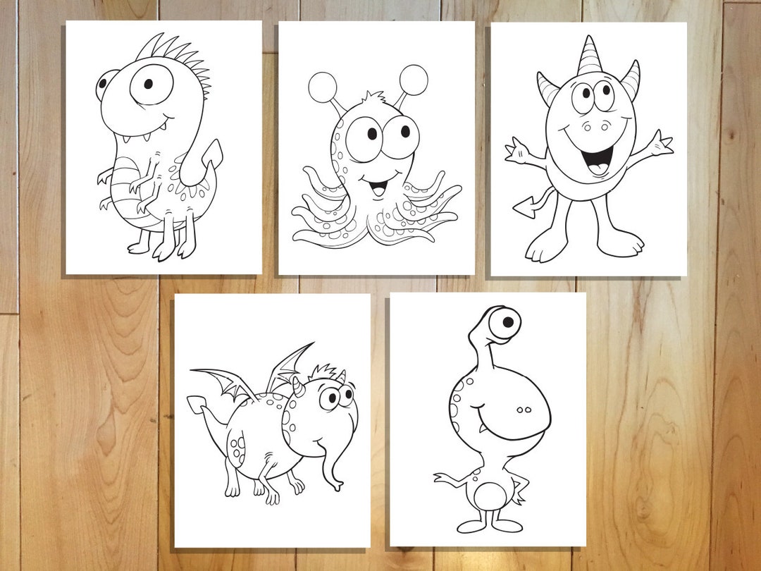 Cute Monster Coloring Page Set! Downloadable PDF Files! - Etsy