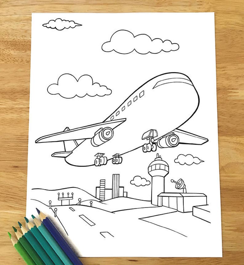 Cute Airplane Coloring Page! Downloadable PDF File! - Etsy