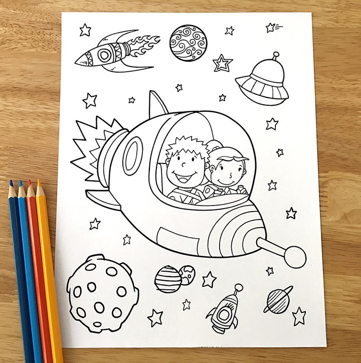 Cute Space Coloring Page Set! Downloadable PDF Files! - Etsy