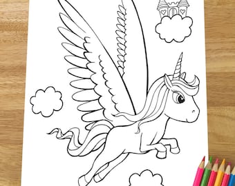 Cute Unicorn Coloring Page! Downloadable PDF File! - Etsy