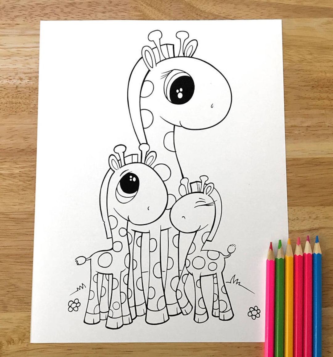 Cute Giraffe Coloring Page! Downloadable PDF File! - Etsy