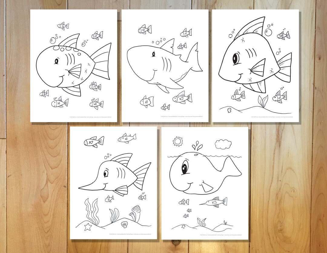 Cute Ocean Friends Coloring Page Set! Downloadable PDF Files! - Etsy