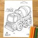 Cute Construction Vehicles Coloring Page Set! Downloadable PDF Files ...