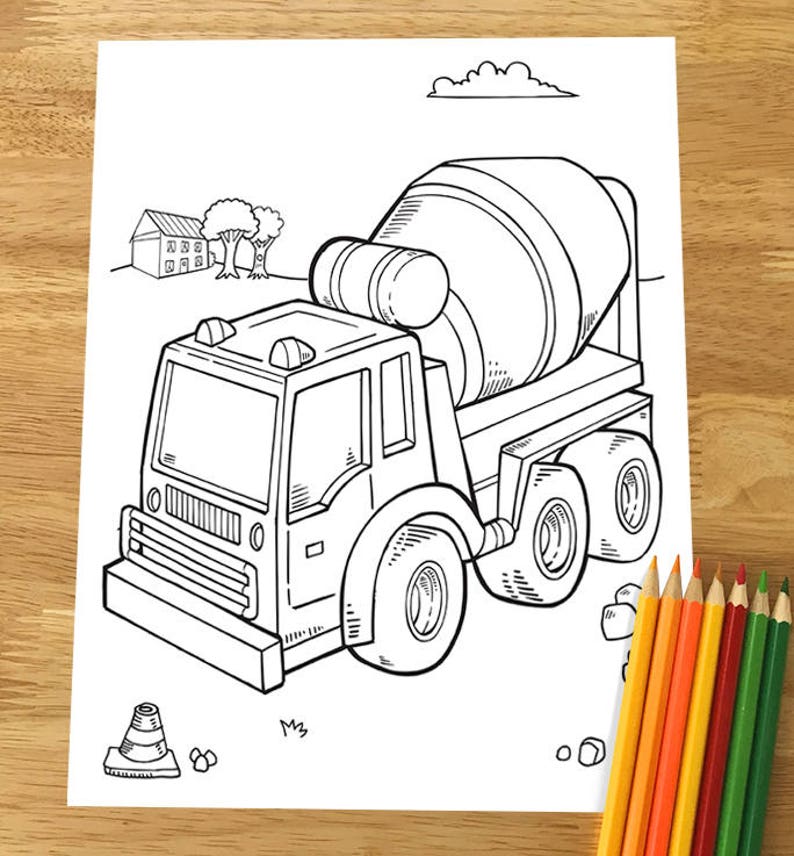 Cute Construction Vehicles Coloring Page Set! Downloadable PDF Files ...