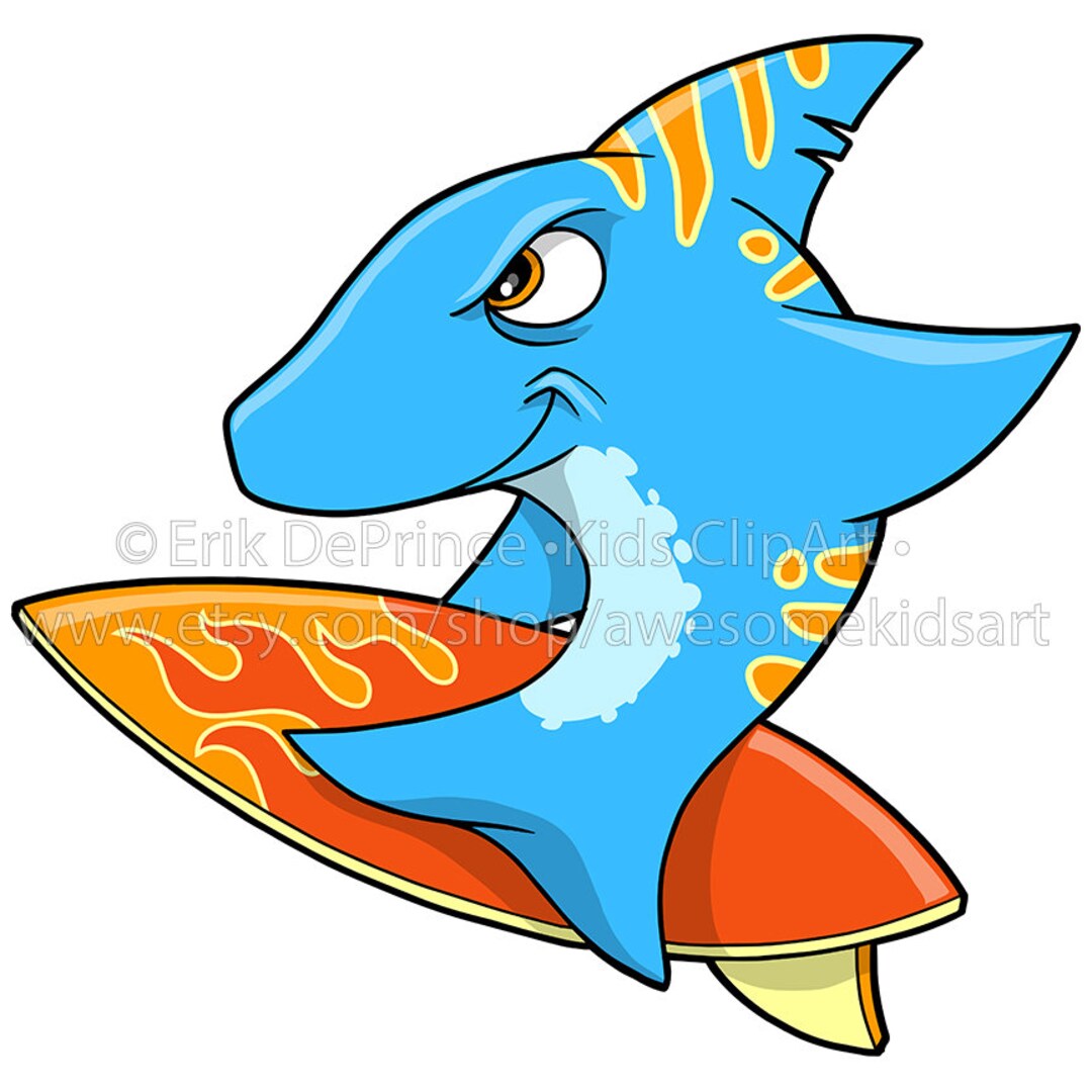Clipart of a Cool Shark Surfing Commercial Use Extended License!!! - Etsy