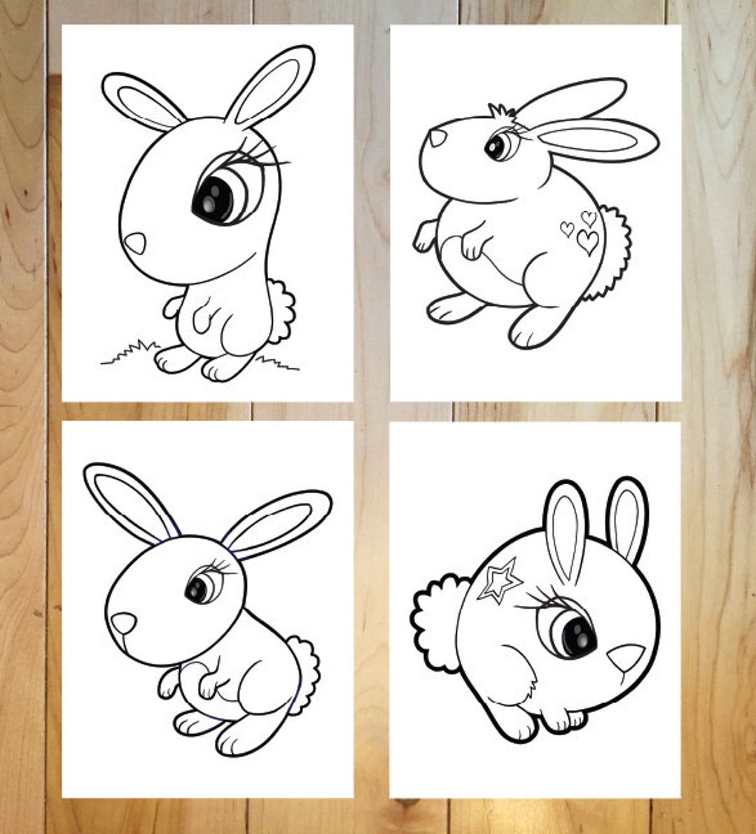Cute Bunny Rabbits Coloring Page Set! Downloadable PDF Files! - Etsy