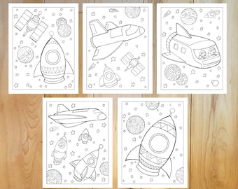 Cute Space Coloring Page Set! Downloadable PDF Files! - Etsy