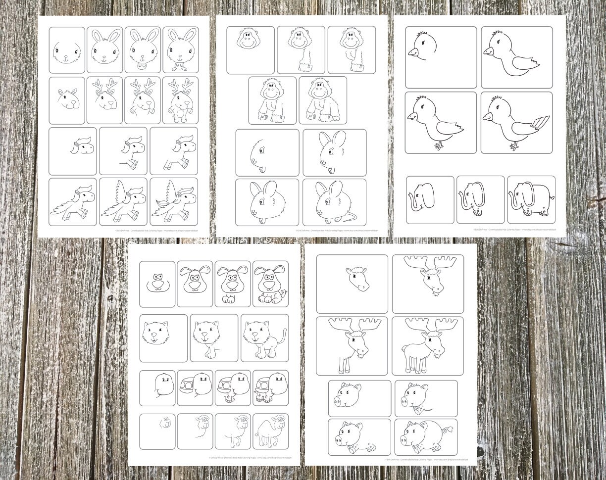 How to Draw Step by Step Cute Animals Page Set! Downloadable PDF Files ...