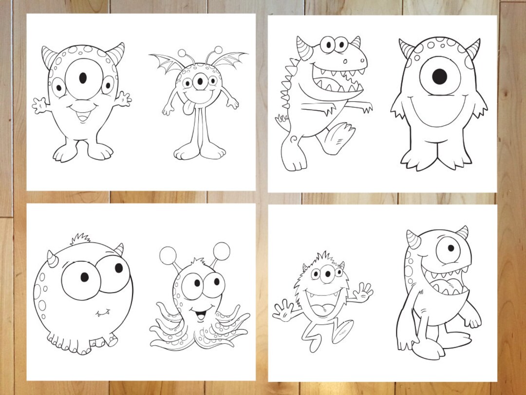 Cute Monster Coloring Page Set! Downloadable PDF Files! - Etsy