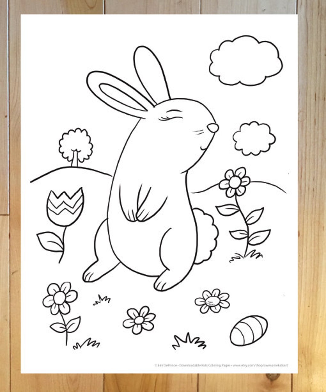 Cute Bunny Rabbit Coloring Page! Downloadable PDF File! - Etsy