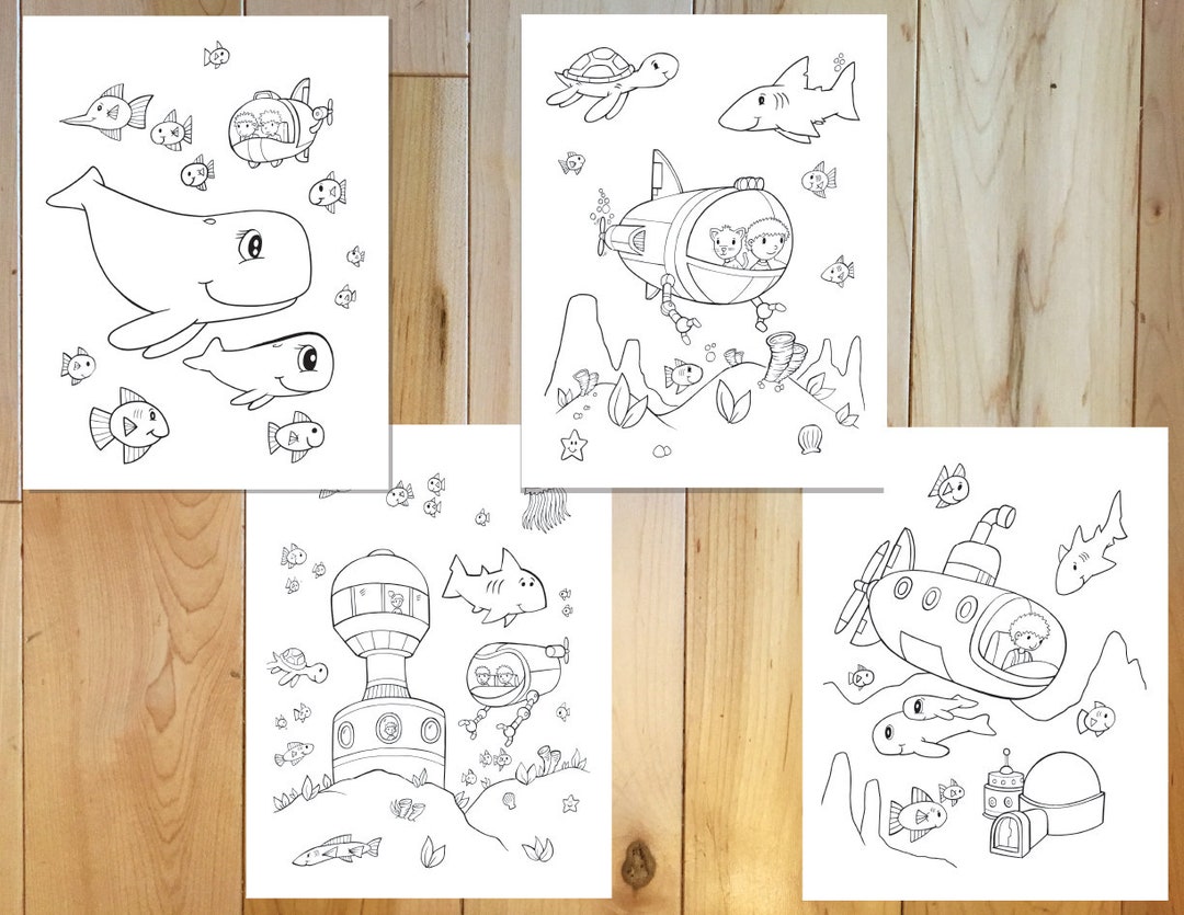 Cute Ocean Explorer Coloring Page Set! Downloadable PDF Files! - Etsy
