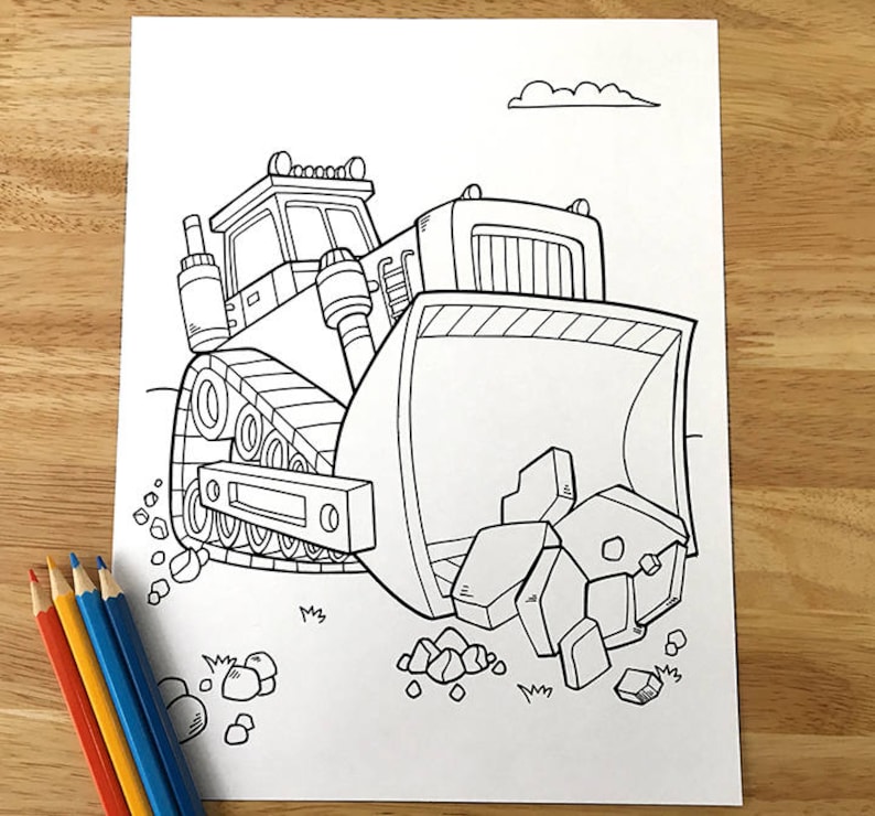 Cute Construction Vehicles Coloring Page Set! Downloadable PDF Files ...
