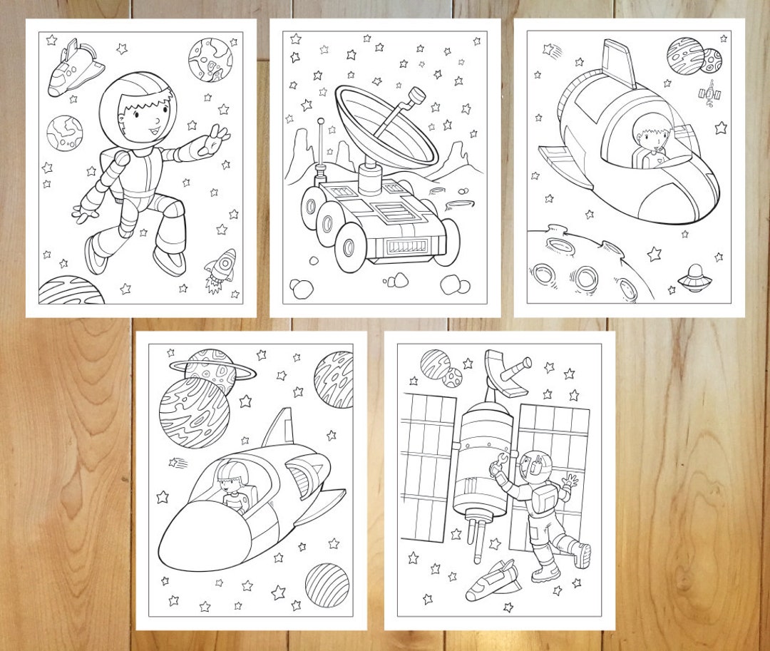 Cute Space Coloring Page Set! Downloadable PDF Files! - Etsy