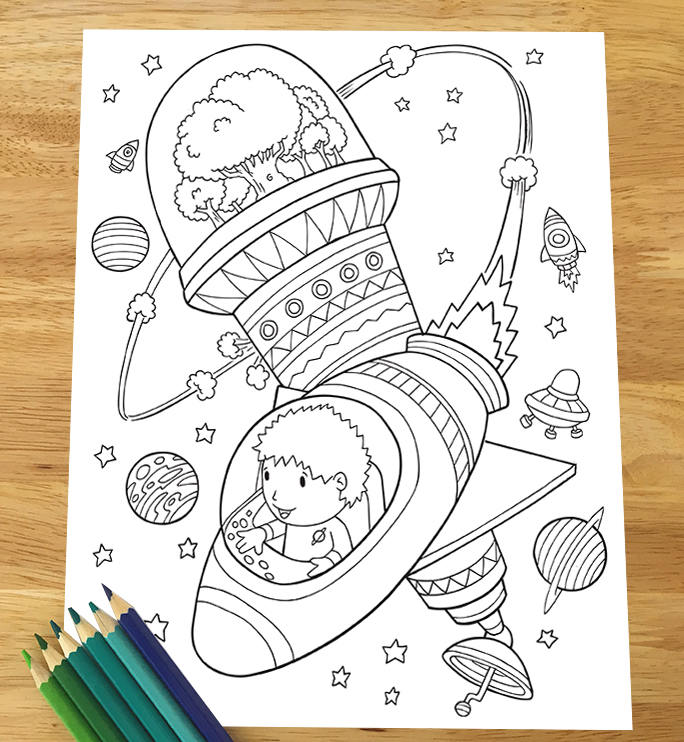 Cute Outer Space Coloring Pages! Downloadable PDF File! - Etsy