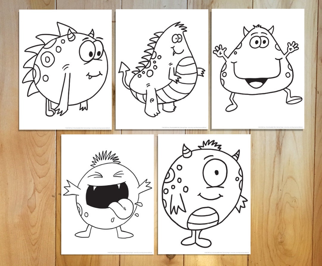 Cute Monster Coloring Page Set! Downloadable PDF Files! - Etsy