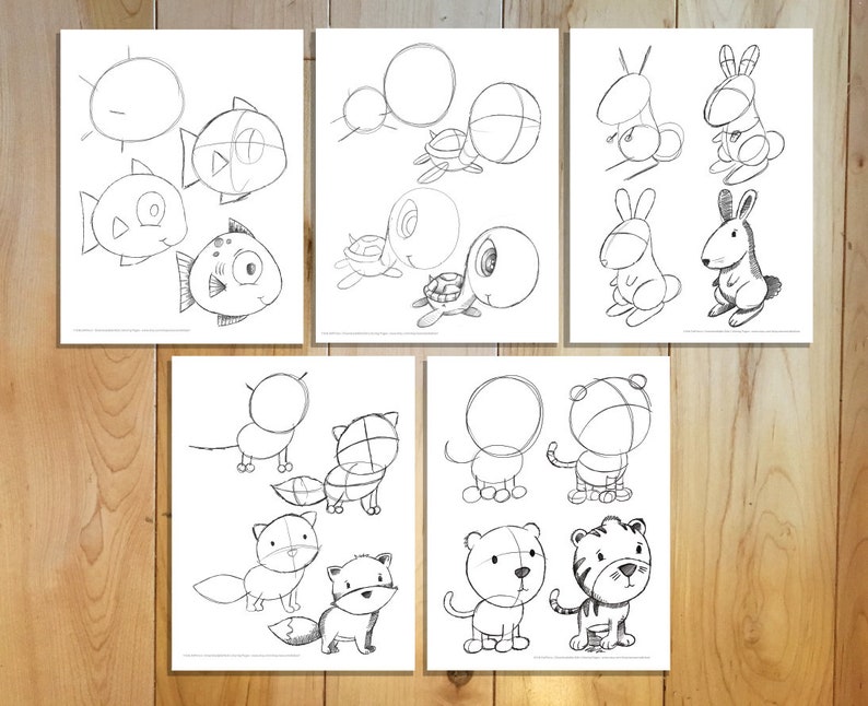 How to Draw Cute Animals Worksheet Pages! Downloadable PDF File! - Etsy