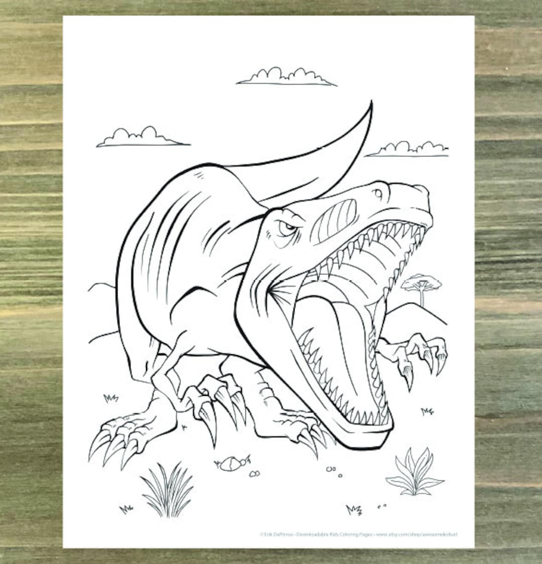 Dinosaur Tyrannosaurus T-rex Coloring Page! Downloadable PDF File! - Etsy