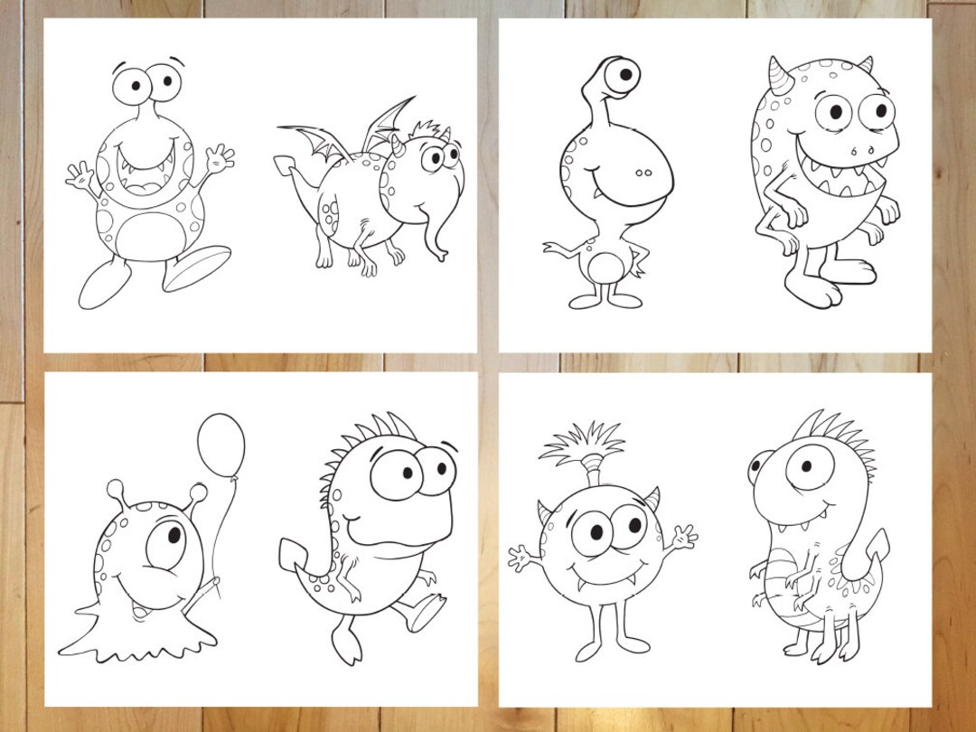 Cute Monster Coloring Page Set Downloadable PDF Files - Etsy