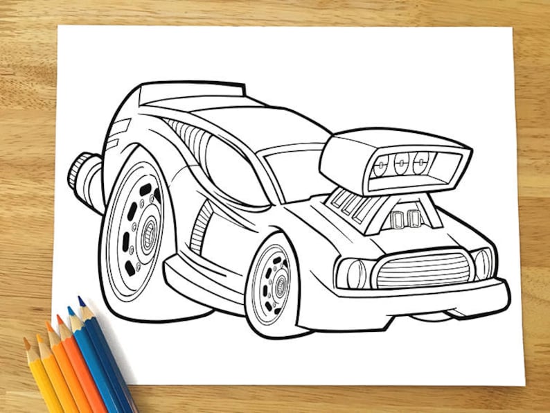 Cool Car Coloring Page! Downloadable PDF File! - Etsy