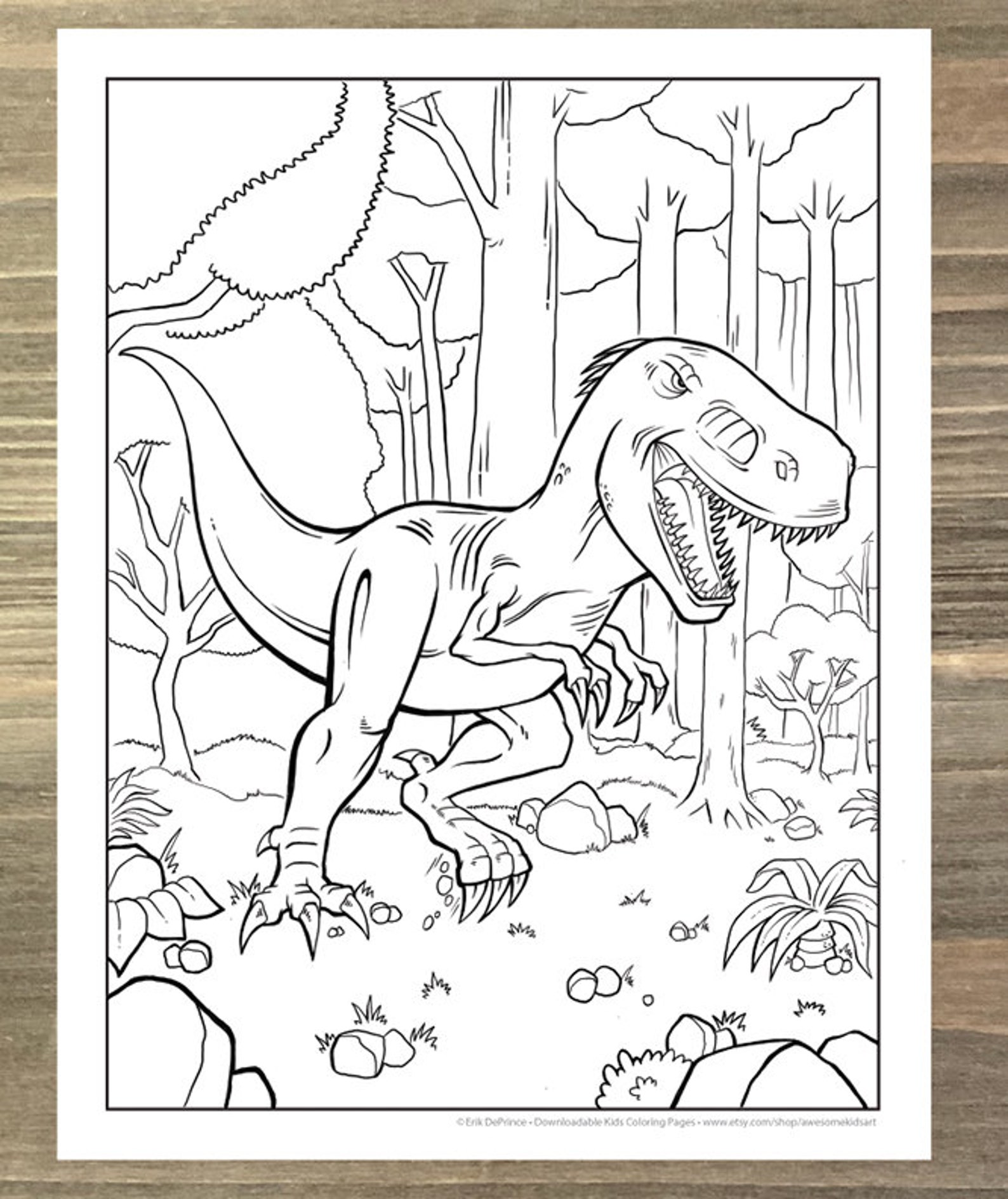 Dinosaur Tyrannosaurus T-rex Coloring Page! Downloadable PDF File! - Etsy