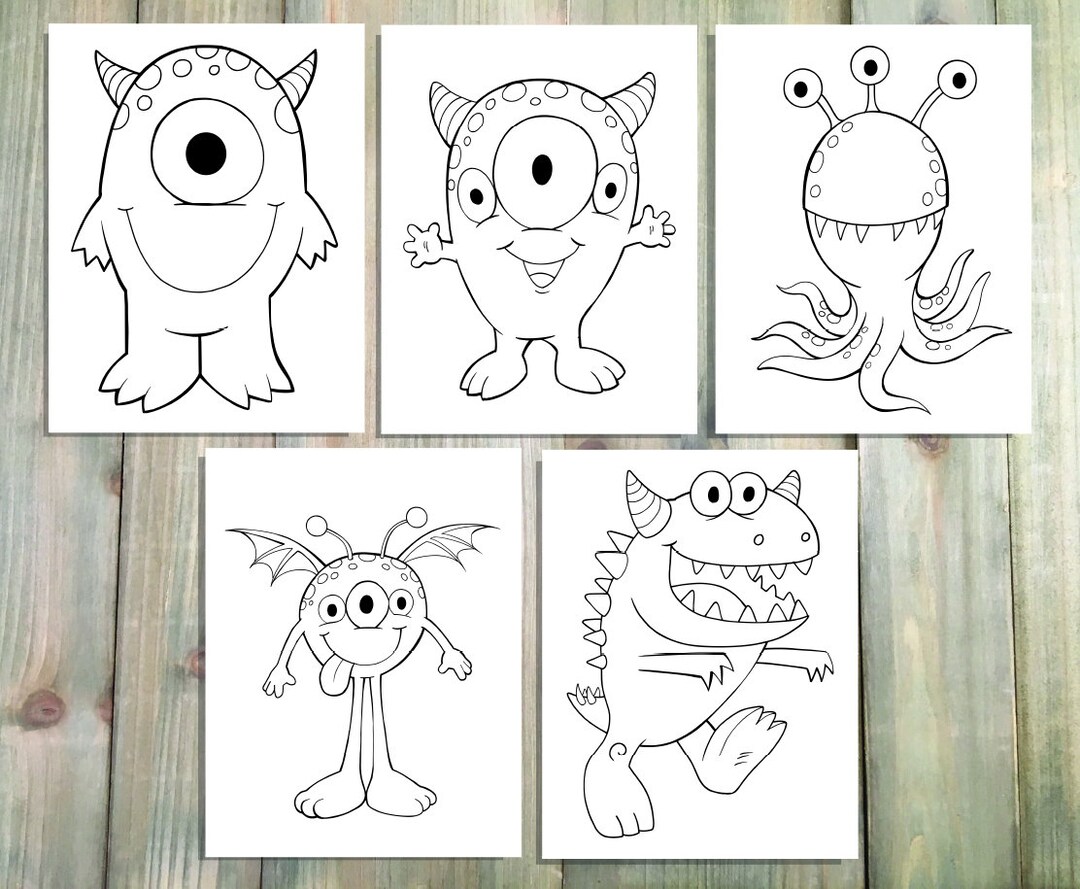 Cute Monster Coloring Page Set! Downloadable PDF Files! - Etsy