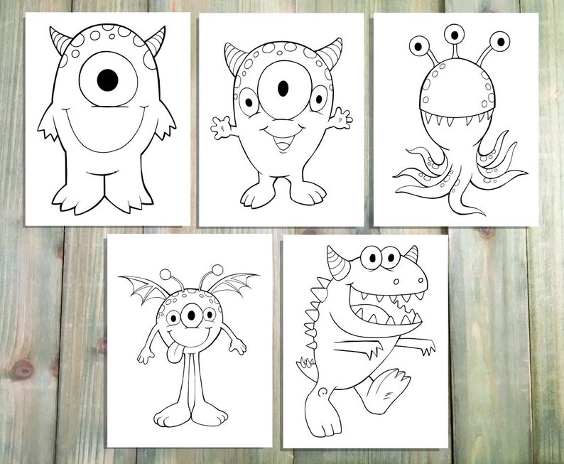 Cute Monster Coloring Page Set! Downloadable PDF Files! - Etsy